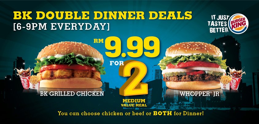 I Love Freebies Malaysia: Promotions > Burger King Double Dinner Deals ...