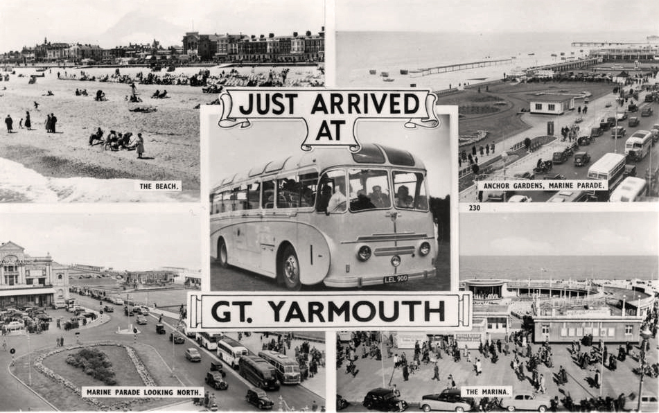 transpress nz: 1950s Leyland Tiger Cub bus in Great Yarmouth, England