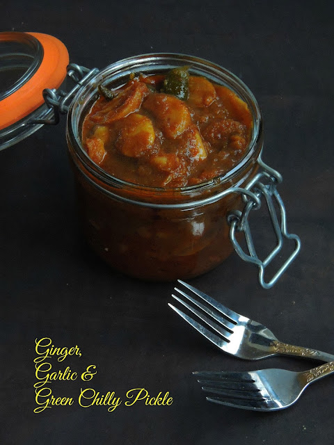 Priya's Versatile Recipes: Ginger, Garlic & Green Chilly Pickle
