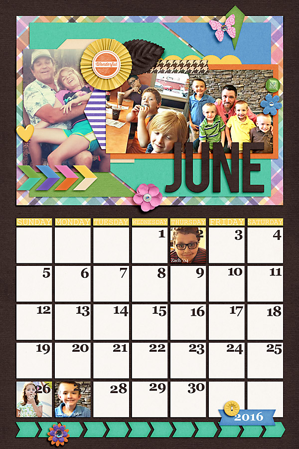 2015 Week 24 & June Calendar Page / Scrapping with Liz