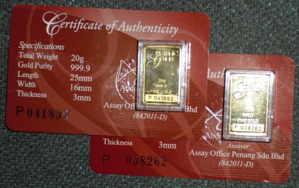 G & S Bullion Trading (Reg. No.: 002000882-A): PUBLIC GOLD GOLD BAR
