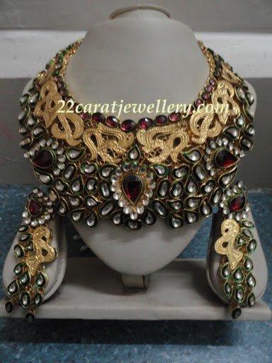 Yello Gold Heavy Set with Polki Diamonds - Jewellery Designs