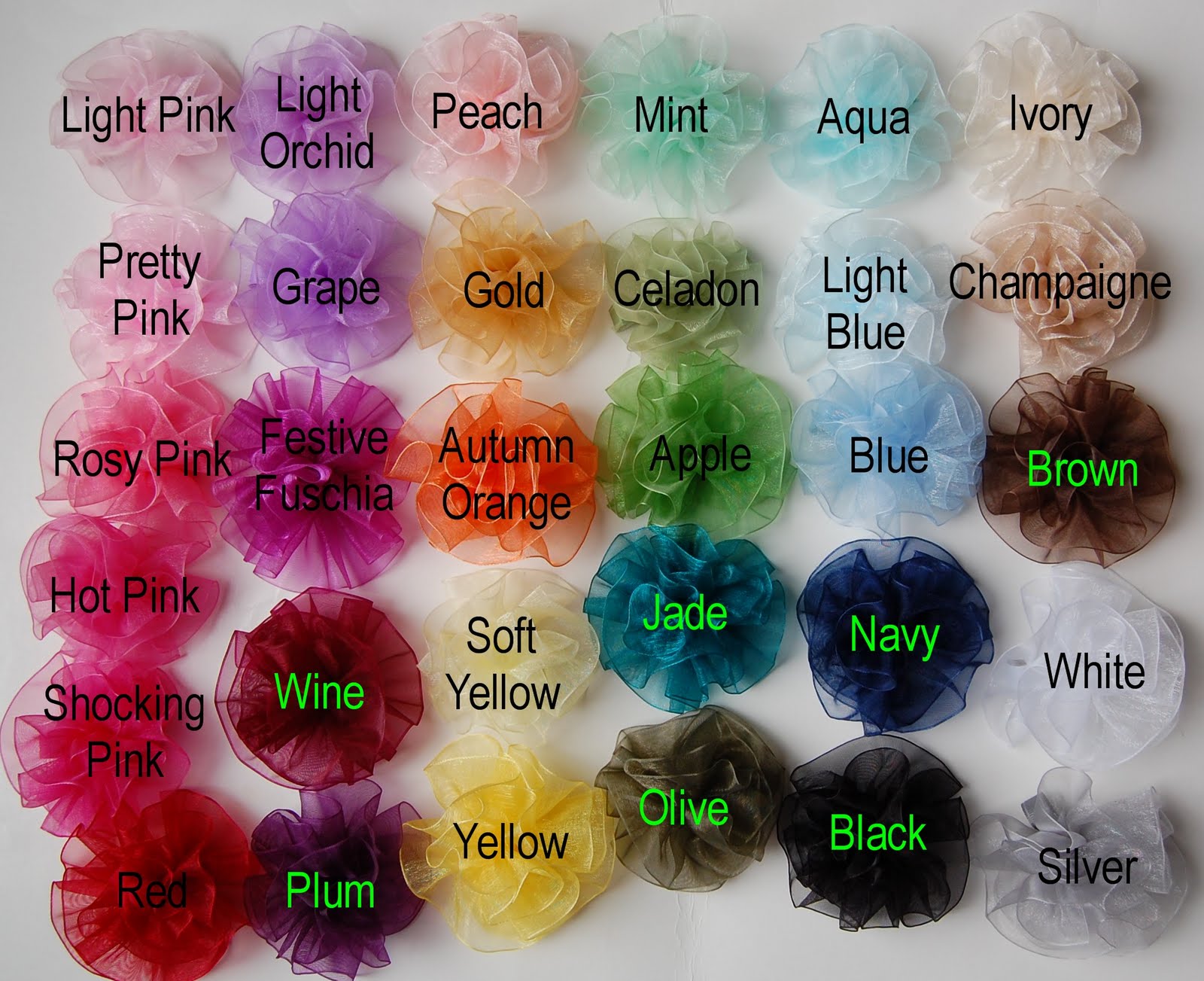 Marie D's Bows: Color Charts