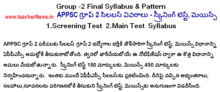 AP Group 2 New Syllabus 2016 Screening Test Exam Patten at apspsc.gov ...
