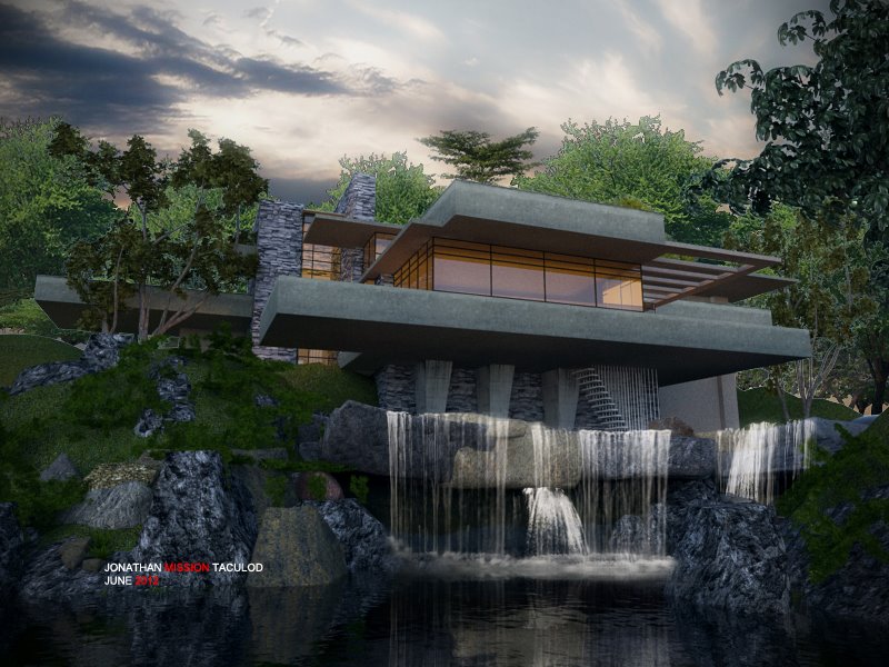 SKETCHUP TEXTURE: FALLING WATER HOUSE CHALLENGE ENTRY
