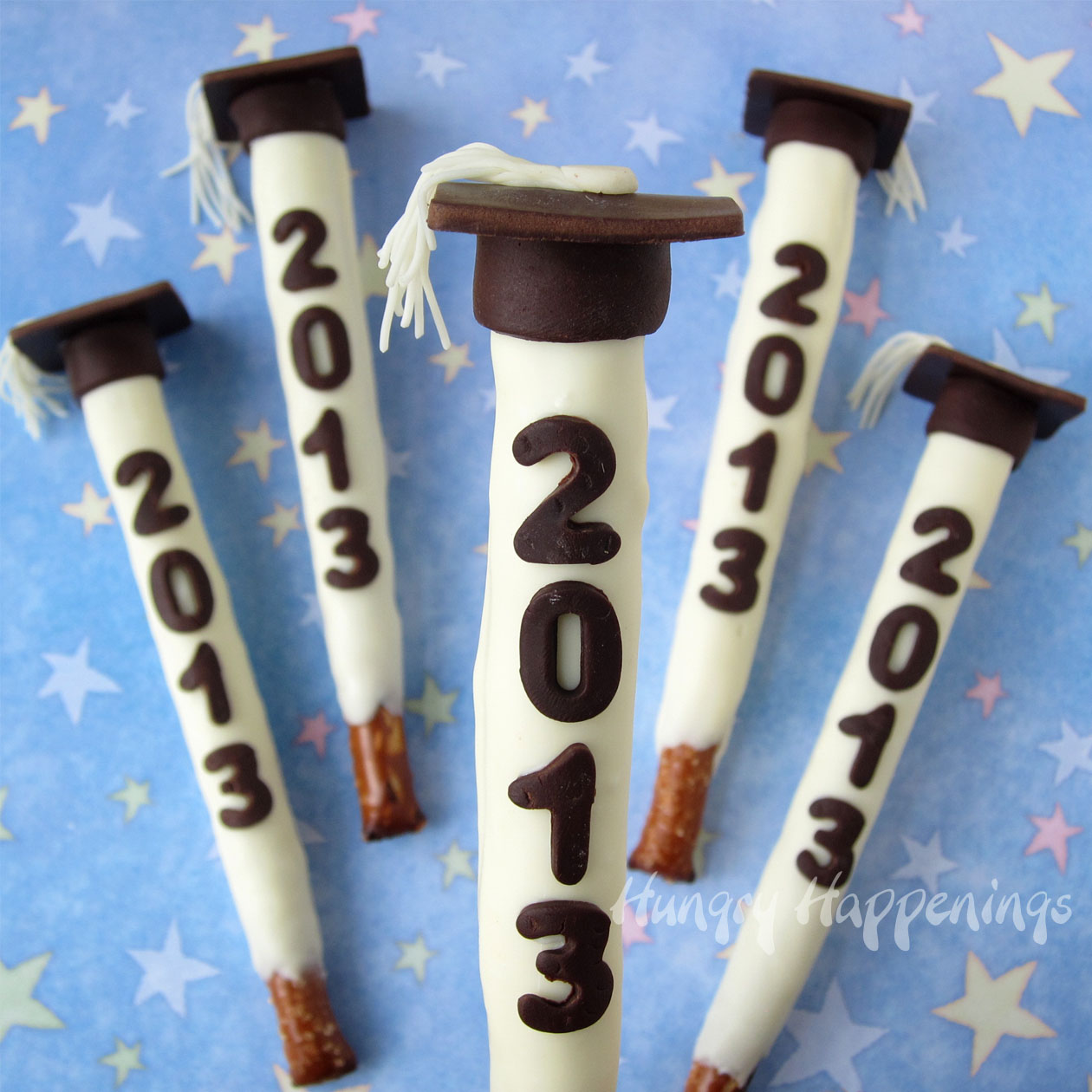 Graduation Party Pretzel Pops Topped with Grad Caps - New Video Tutorial