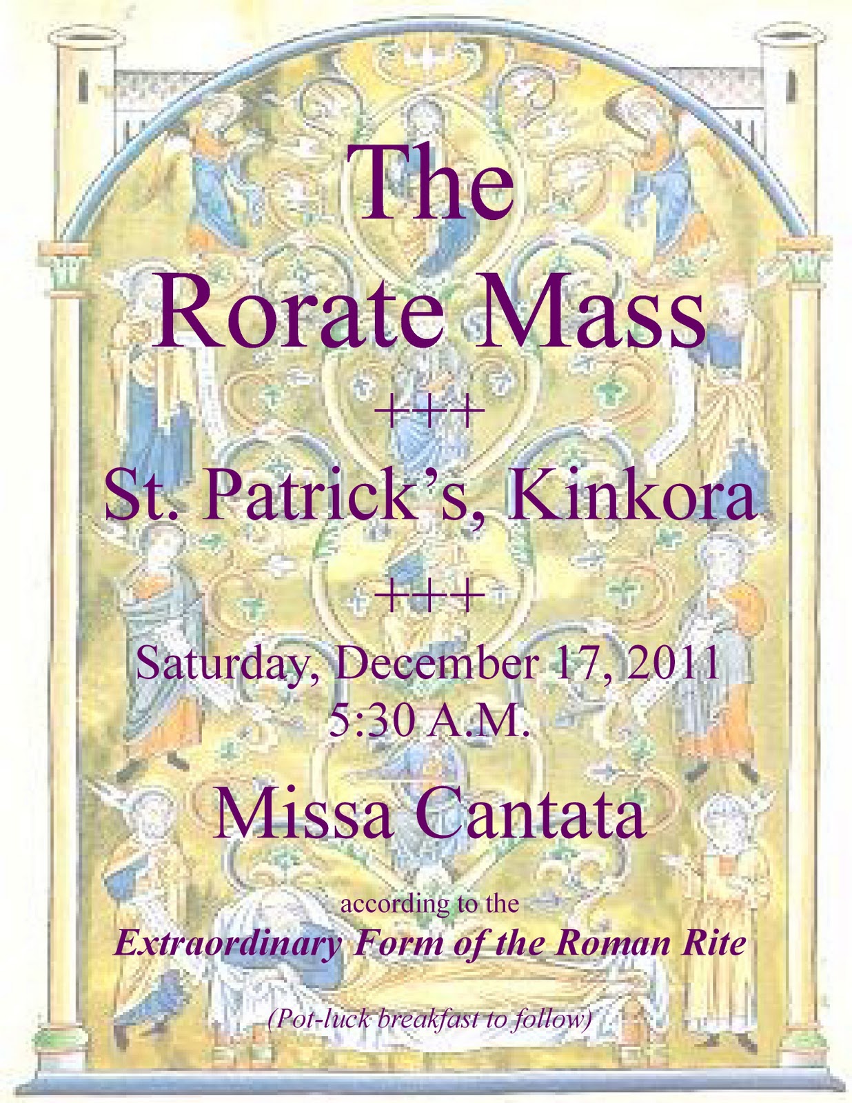 + Toronto Traditional Mass Society + : Rorate Mass in Kinkora!
