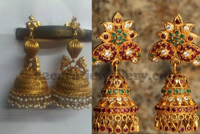 Gemstones and Gold Pretty Jumkis - Jewellery Designs