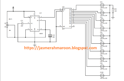 Rangkaian running led (led berjalan) sederhana tanpa program