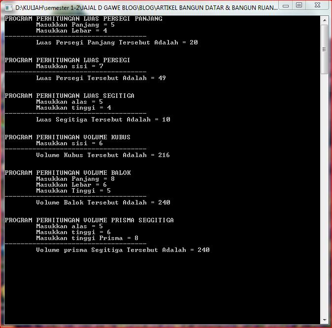 Tukang Coding: Contoh Program C++ Menghitung Luas Bangun Datar dan ...