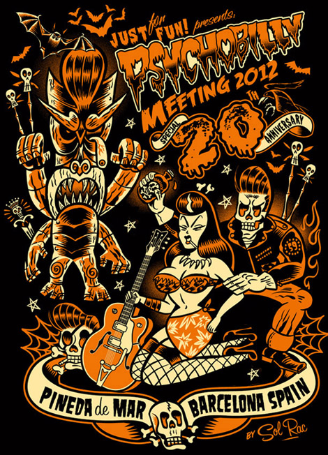 Sol Rac: Official T-shirt 20th PSYCHOBILLY MEETING 2012 • Pineda de Mar