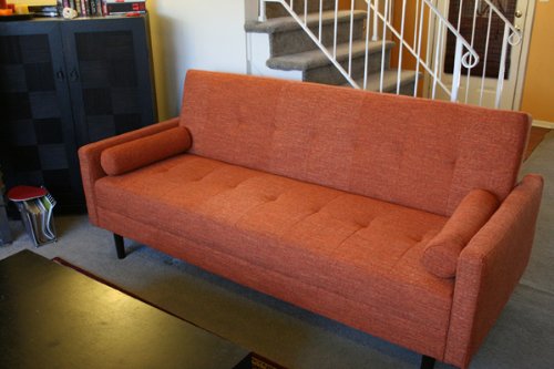 Rust Orange Full Sized with Arms Convertible Sofa High Quality High ...