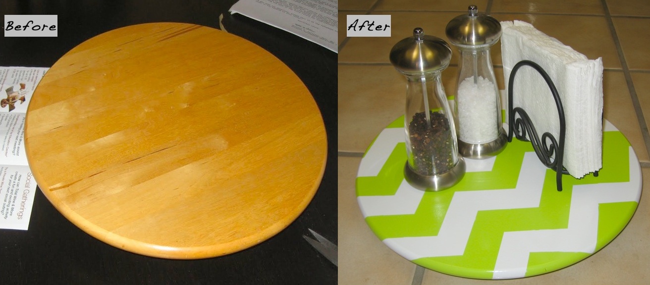 a kitchen table for two: Lazy Susan makeover & chevron stipe tutorial