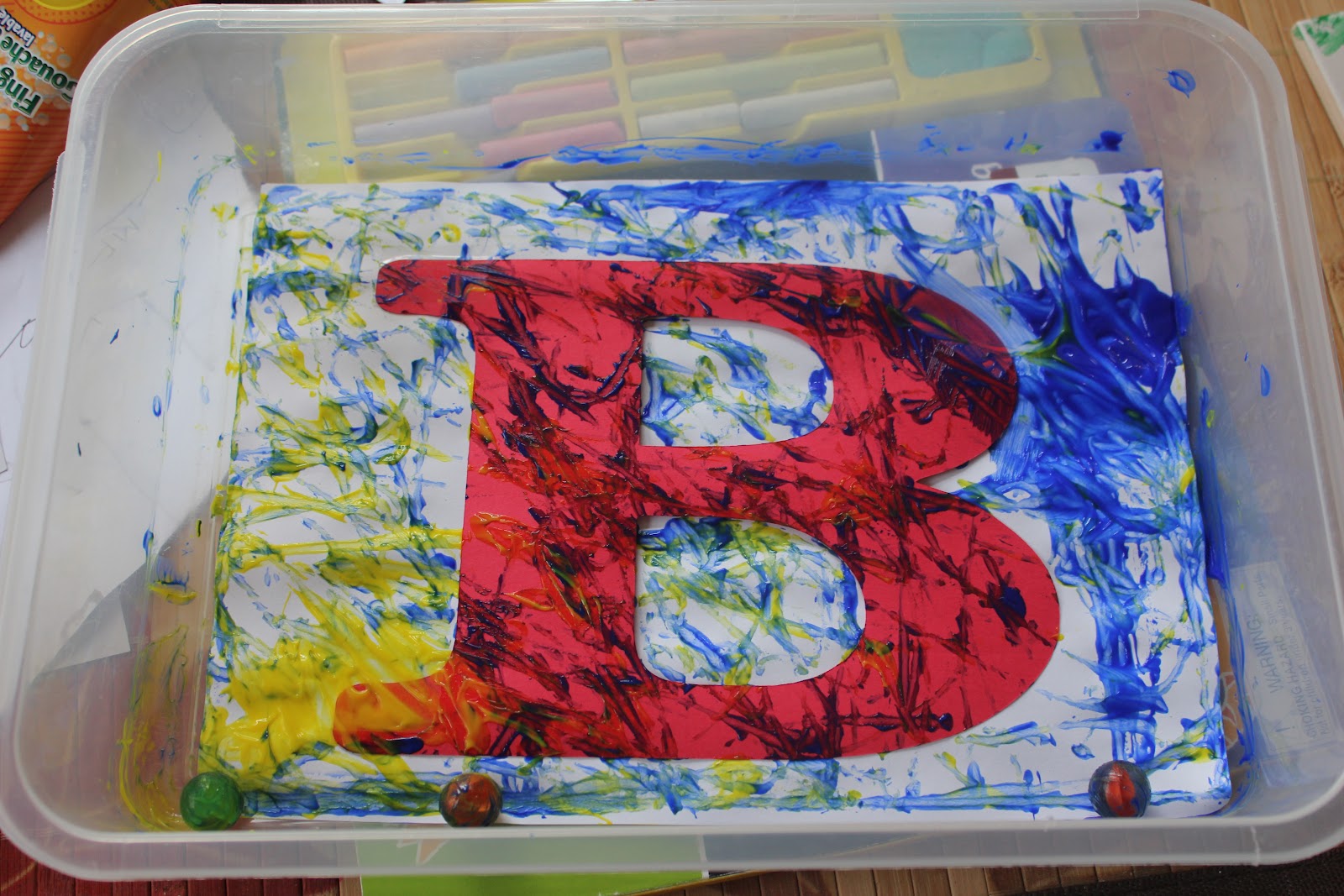 Momma's Fun World: Marble Alphabet painting Momma's Fun World: Marble Alphabet painting