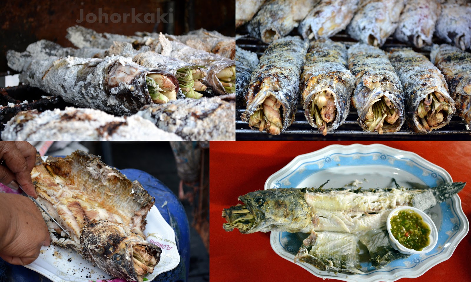 Bangkok Grilled Fish Pla Chon Pao Grilled Snakehead at Street Food ...