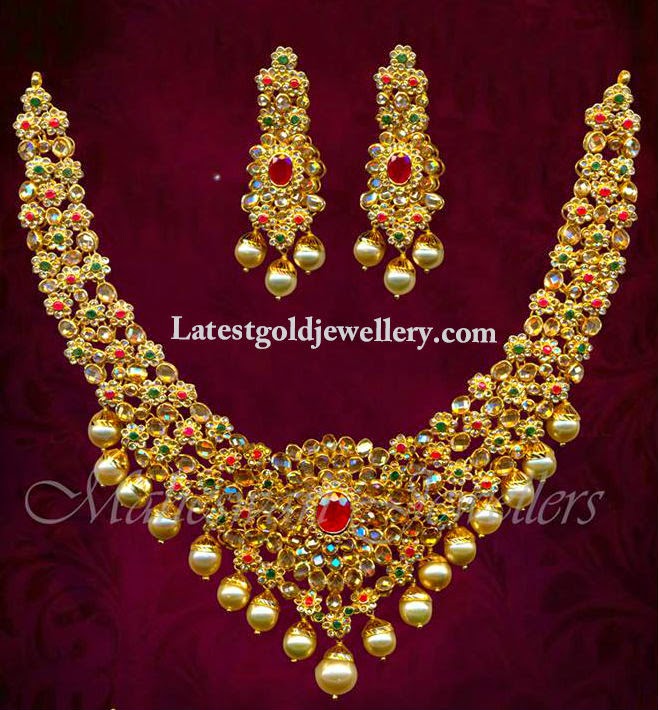 Stone Studded Bridal Necklace | Latest Gold Jewellery Designs
