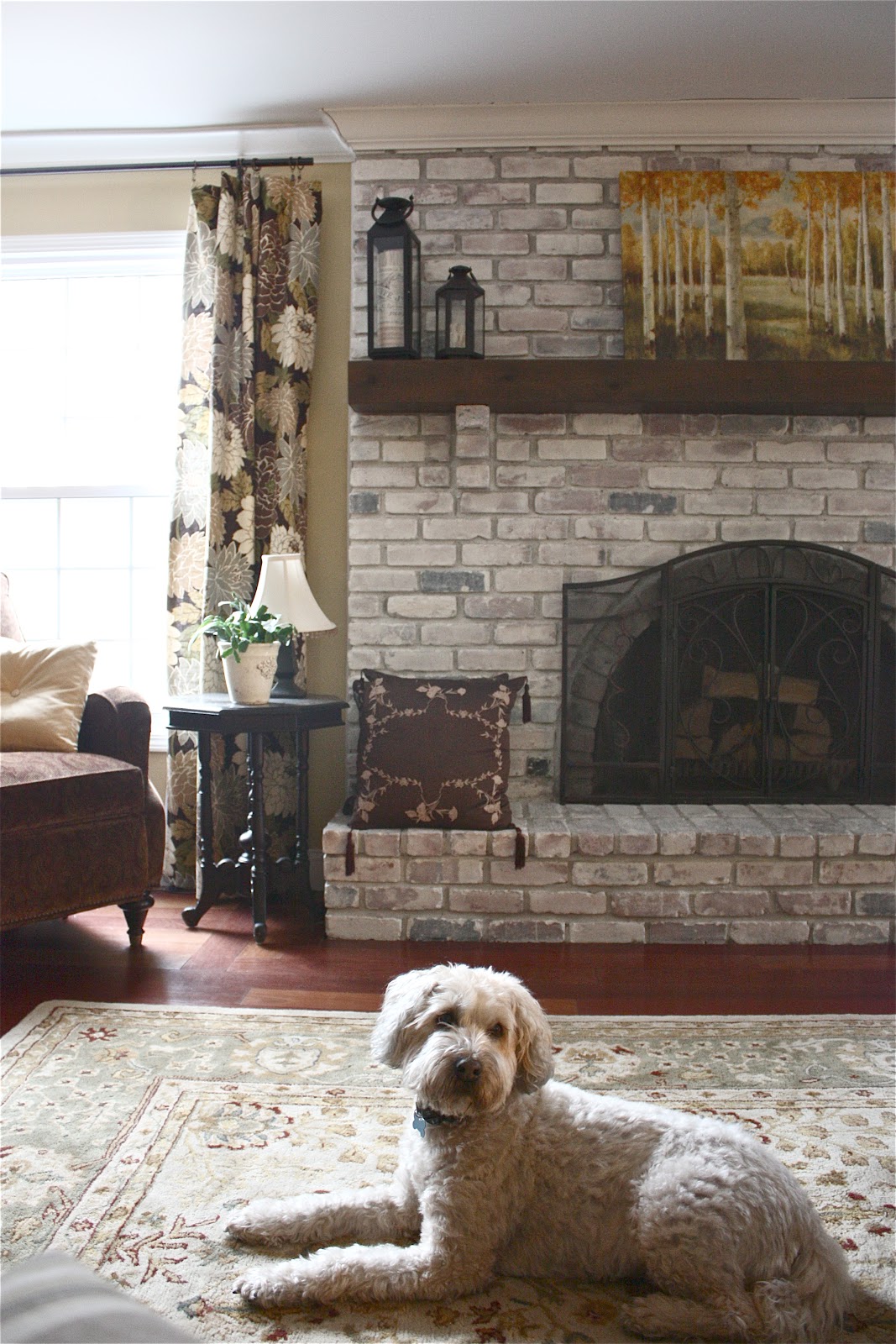The Yellow Cape Cod: White Washed Brick Fireplace~Tutorial