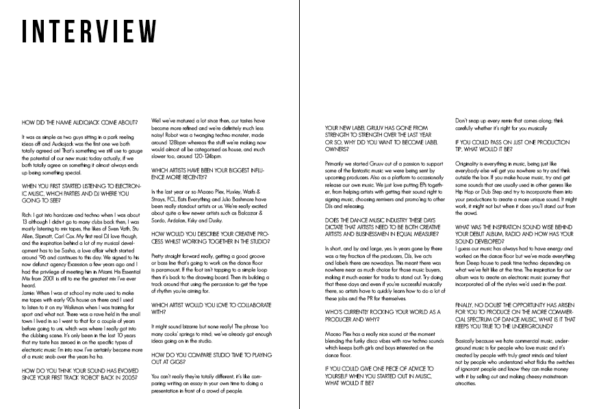 Design Practice Year 3: Audiojack // Interview Layouts