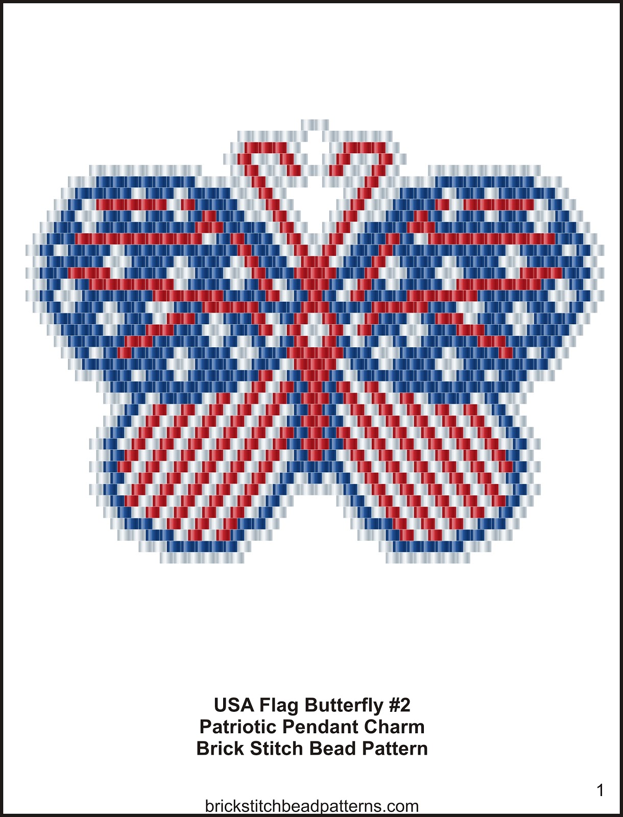 Brick Stitch Bead Patterns Journal: USA Flag Butterfly #2 Patriotic ...