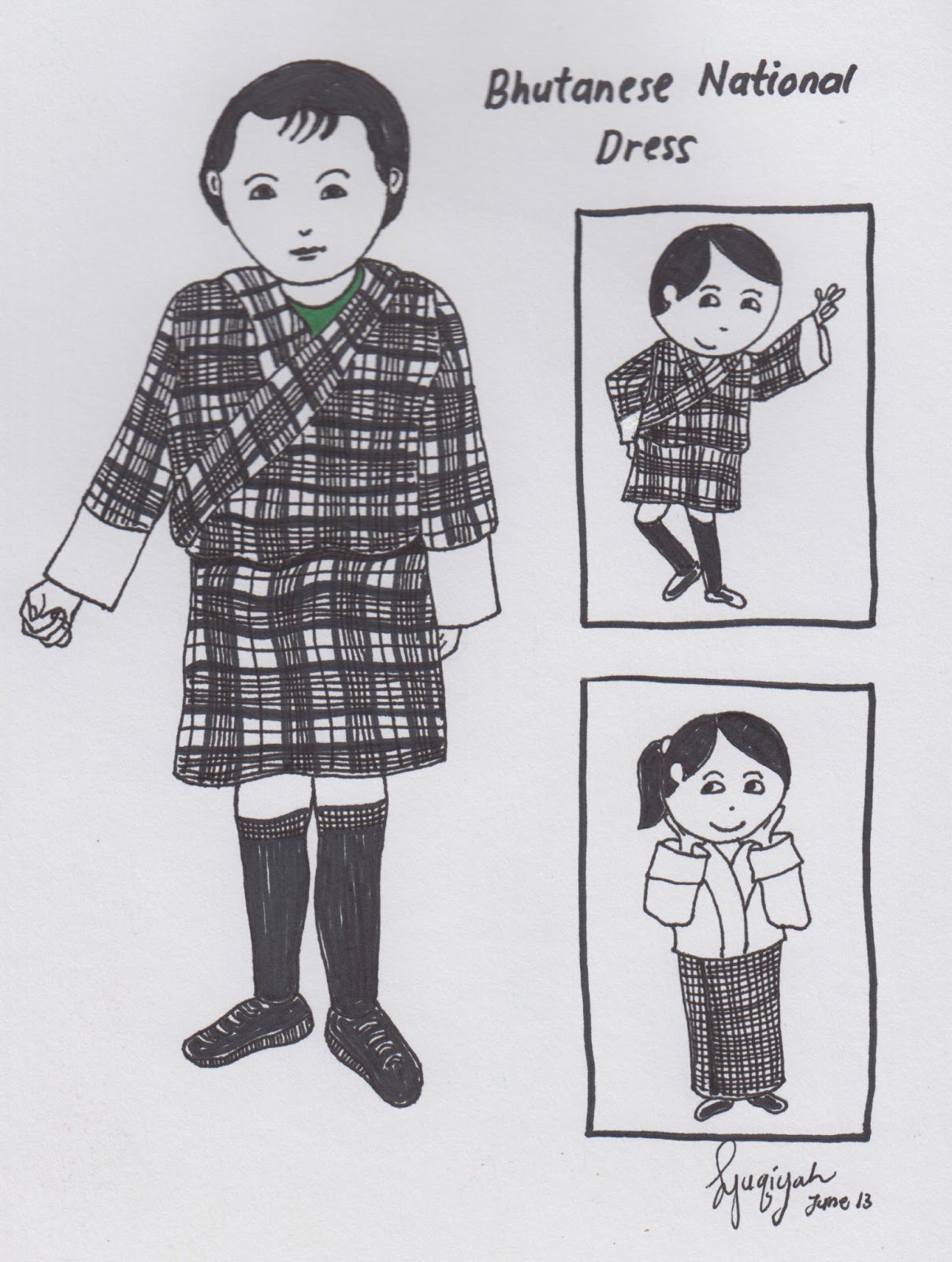 i feel like drawing: Bhutanese National Dress