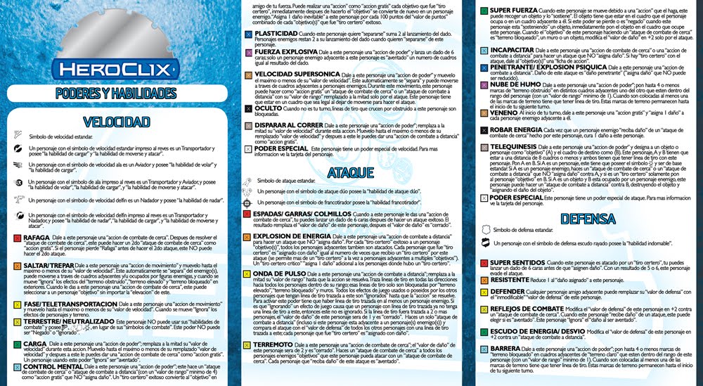 HERO-CLIXMAN: Poderes HEROCLIX tabla de colores