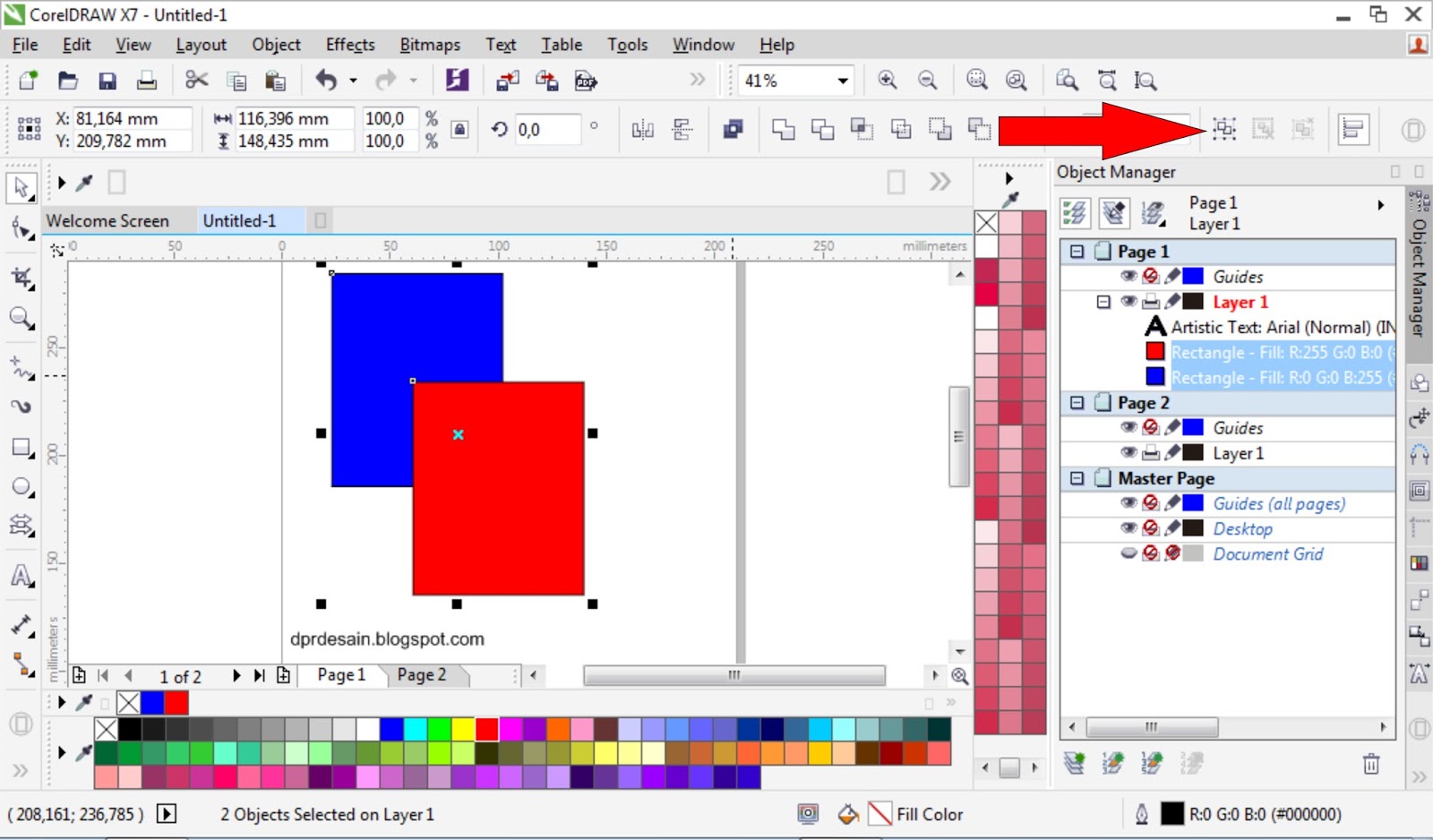 Tutorial Corel Draw, Combine dan Group Objek Pada Corel Draw - Dapur Desain