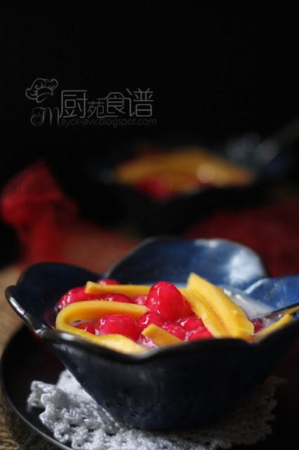 厨苑食谱: 红宝石 【Tub Tim Krob, Red Rubies】