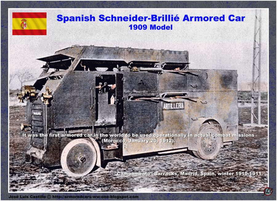 Armored Cars in the WWI: Spanish Schneider-Brillié Armored Car, Model ...