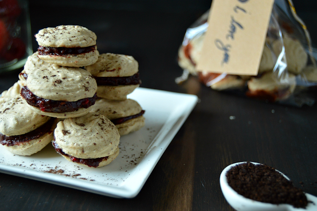 Mocha Raspberry Macarons