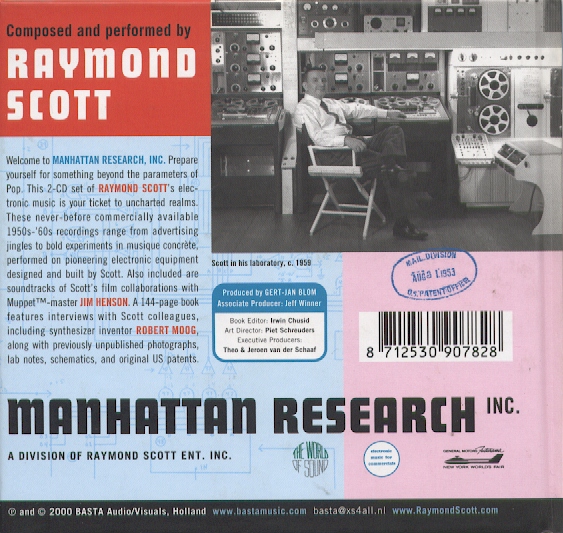 ELECTRONIC ORGY: RAYMOND SCOTT - MANHATTAN RESEARCH (2xCD - BASTA AUDIO ...