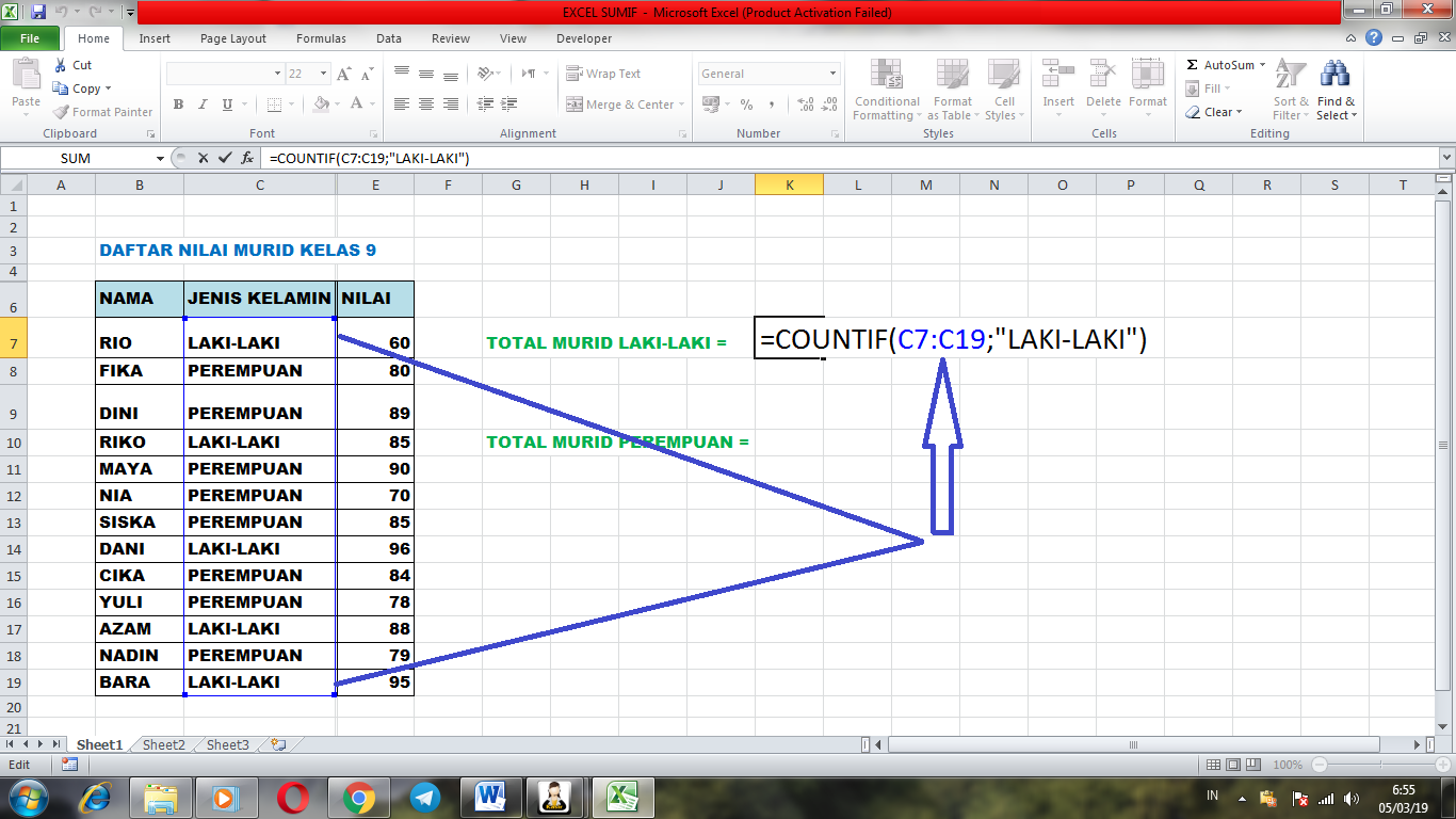 FUNGSI RUMUS COUNTIF DI MICROSOFT EXCEL - TRIPROFIK.COM