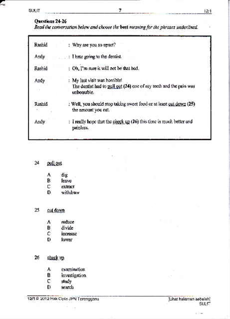Janny's Blog: TERENGGANU PMR TRIAL ENGLISH PAPER 1