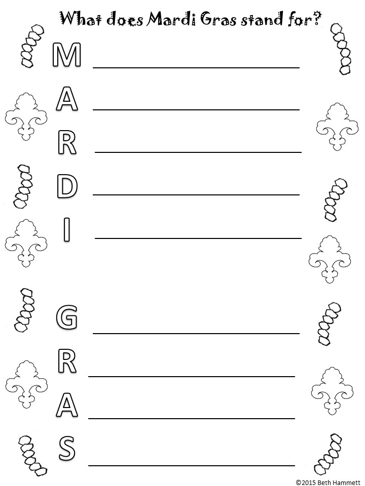 Educator Helper by Beth Hammett: FREE Mardi Gras Handouts!