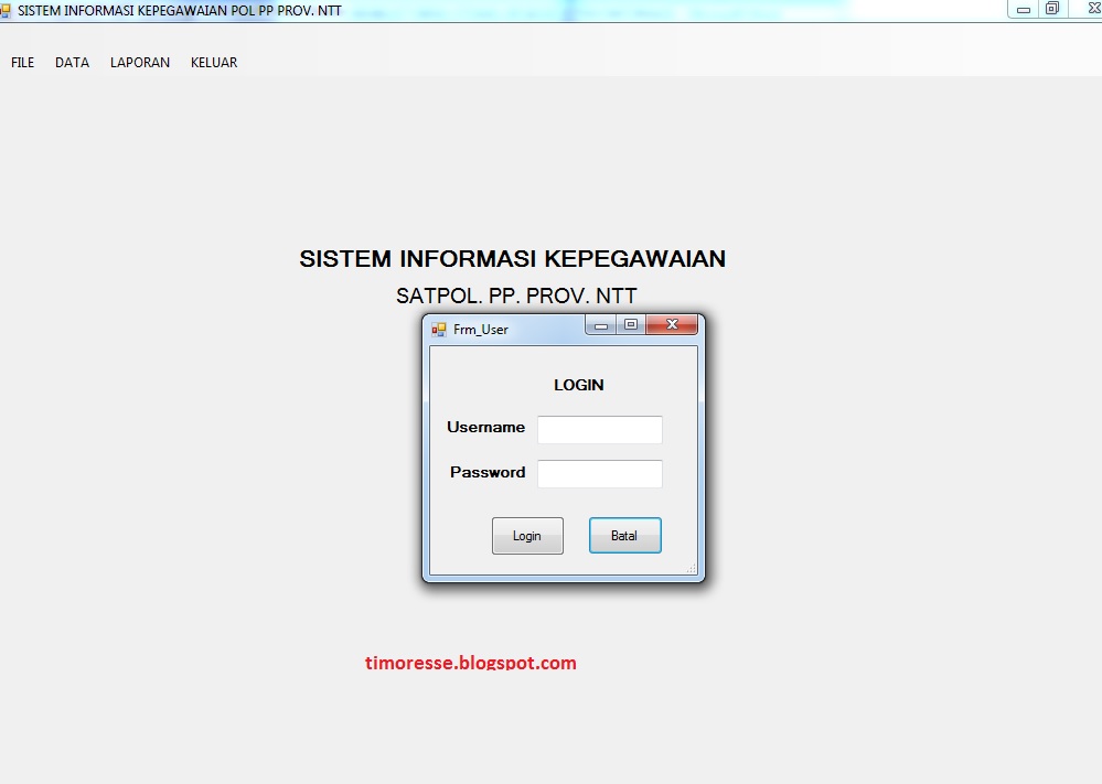 Love Timor: MEMBUAT MENU UTAMA APLIKASI SISTEM INFORMASI