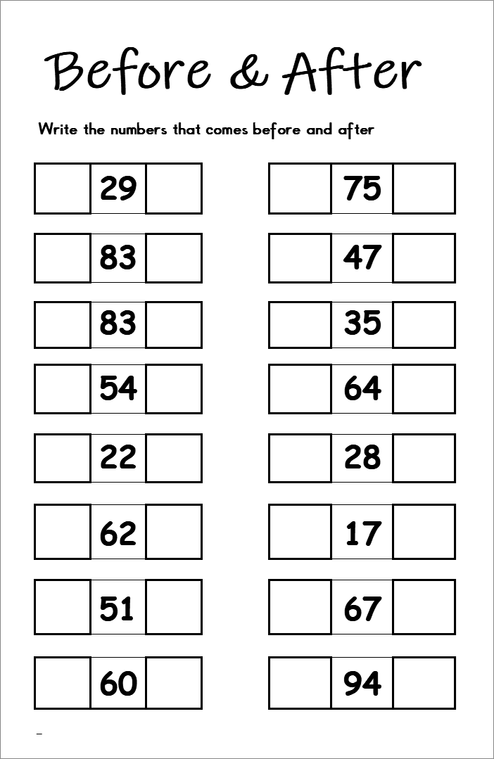 Before and After - Worksheet for Kindergarten