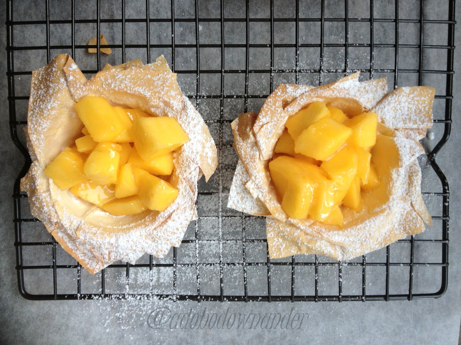 adobo down under: Mango filo pastry with pistachios