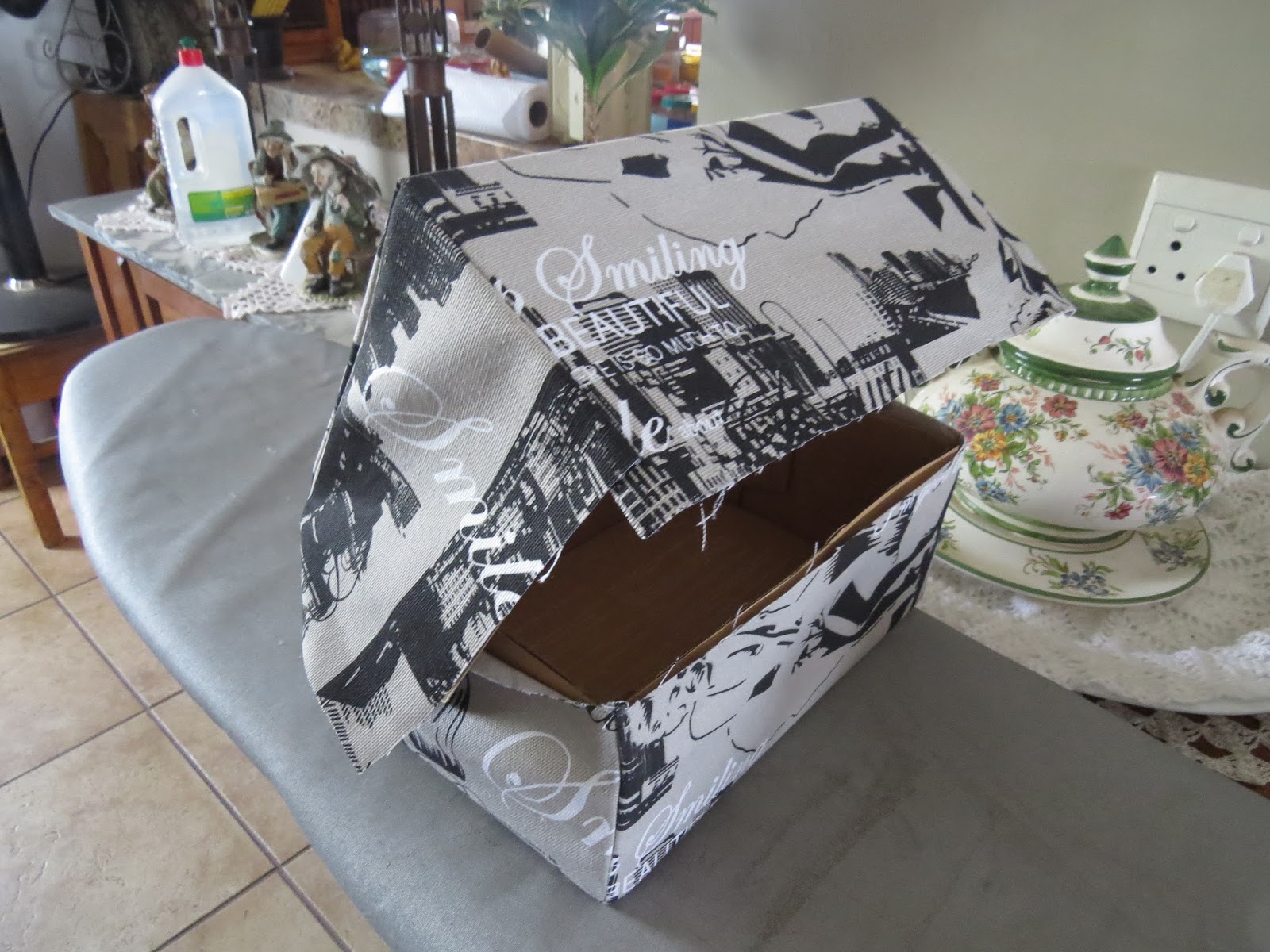 A Pretty Talent Blog: Covering A Shoe Box With An Attached Lid In Fabric