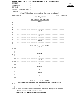 Anna University Revised Question Paper format for PG Exams - University ...