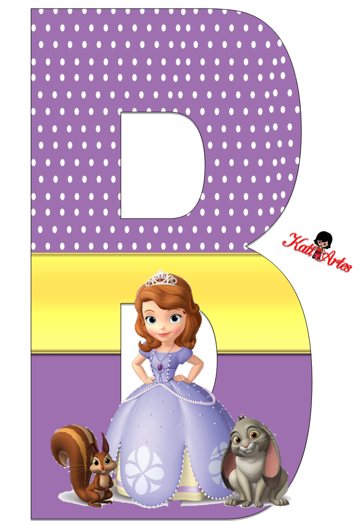 Alfabeto de Princesa Sofía con Fondo de Puntos Blancos. - Oh my Alfabetos!