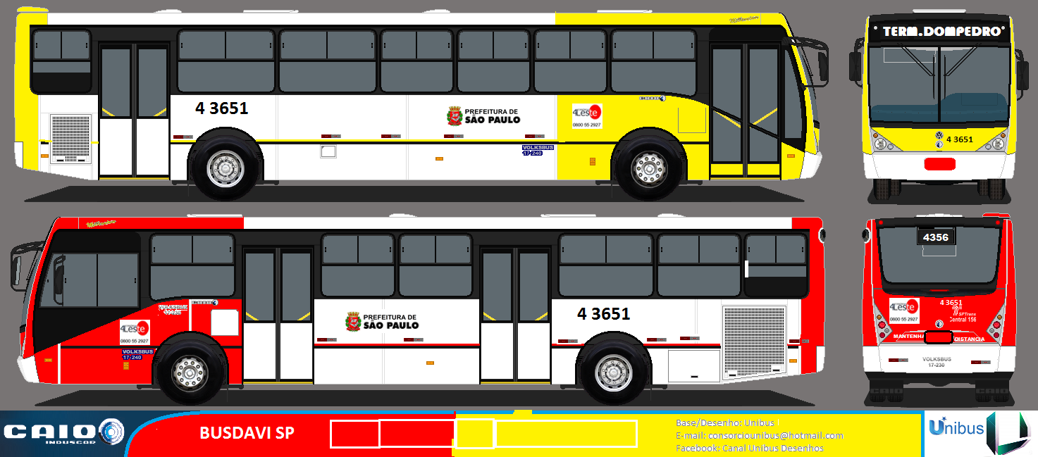 Desenhos SP Bus: 4 3651 Consorcio plus e 4 leste Caio Millennium II ...