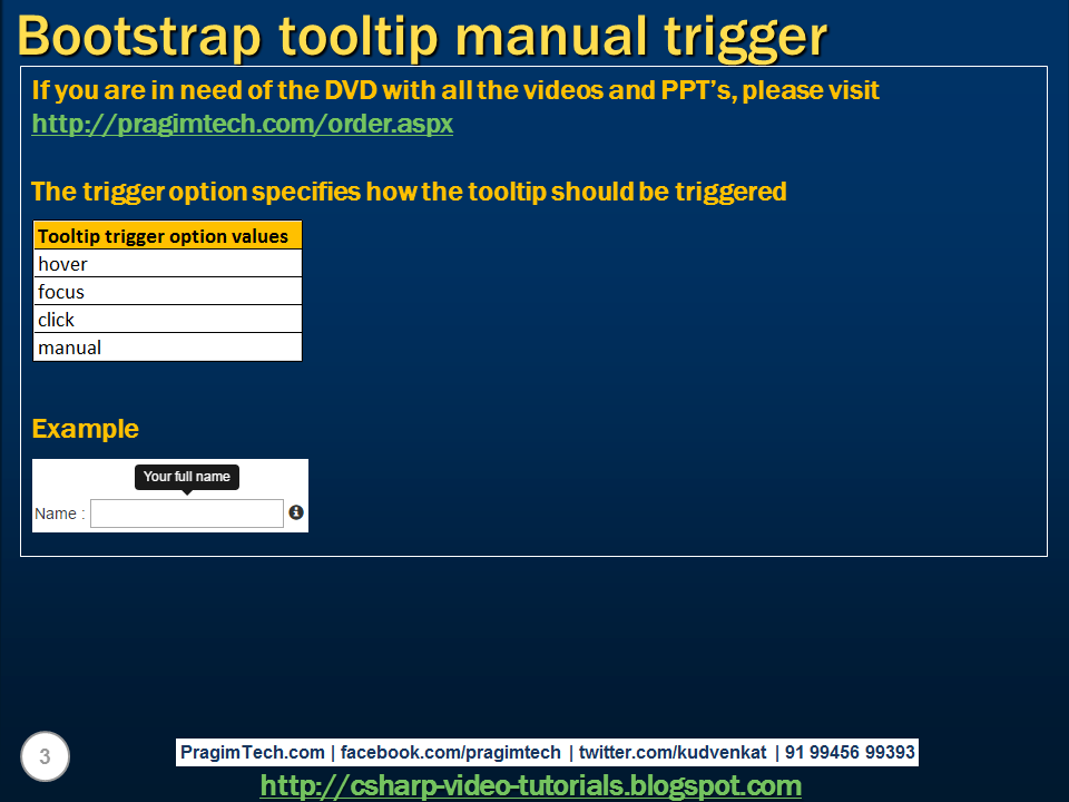 Sql Server Net And C Video Tutorial Bootstrap Tooltip Manual Trigger