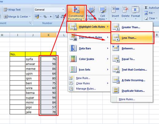 Memberi Warna Merah Pada Microsoft Excel Jika Di Bawah KKM Conditional Less Than Rival s Blogger Memberi Warna Merah Pada Microsoft Excel Jika Di Bawah KKM Conditional Less Than Rival s Blogger