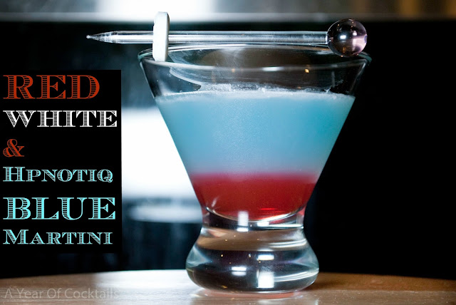 Red, White & Hpnotiq Blue Martini - A Year of Cocktails