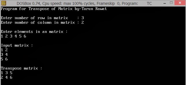 C Programming Transpose A Matrix