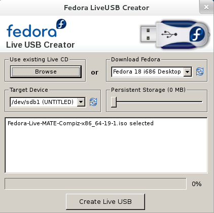 Creating Fedora on Bootable USB