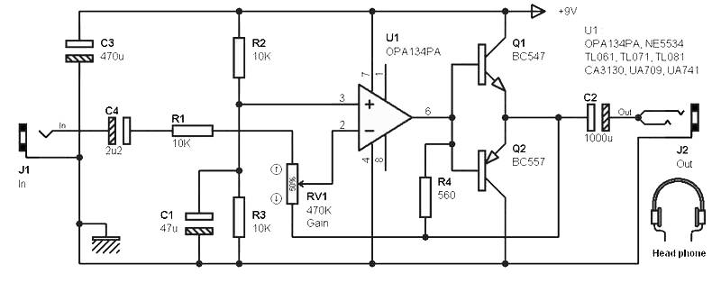 Input Stage Amplifier OPA134PA | circuit2017
