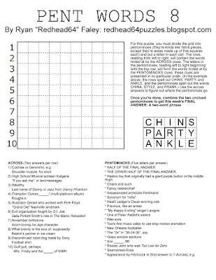Redhead64's Obscure Puzzle Blog!: PUZZLE #109: Pent Words 8