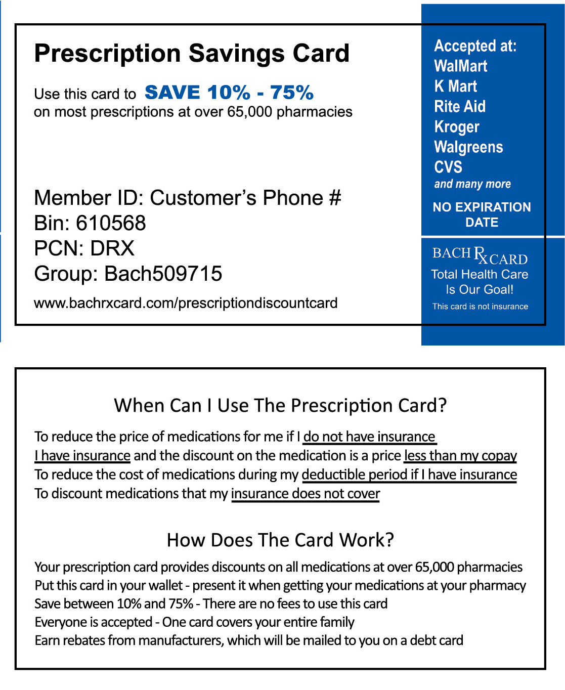 Prescription Discount Card - The Bach RX Card: Print A BACH RX CARD Here!