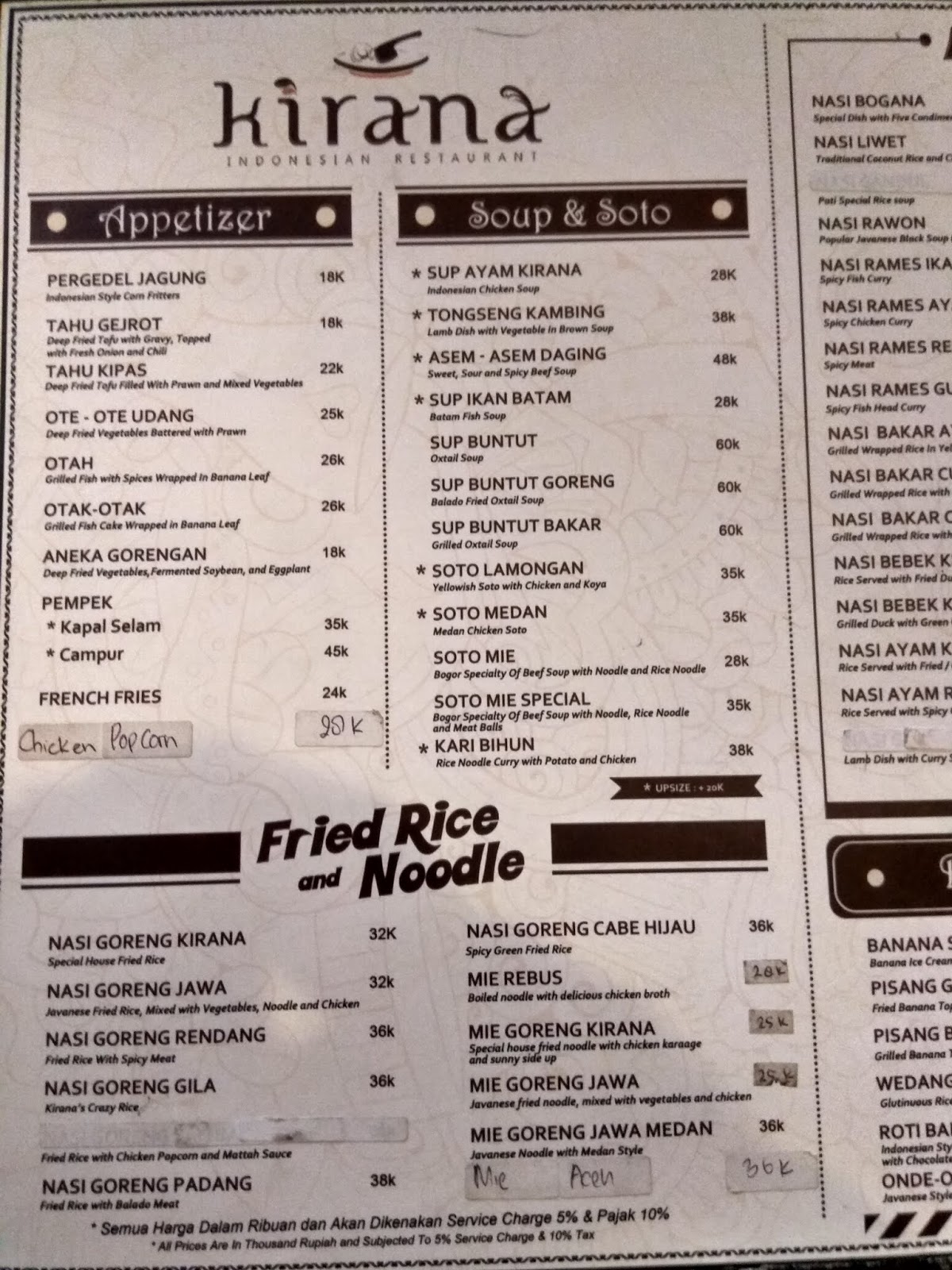 New Formation: [DAFTAR HARGA MENU] Kirana Restaurant