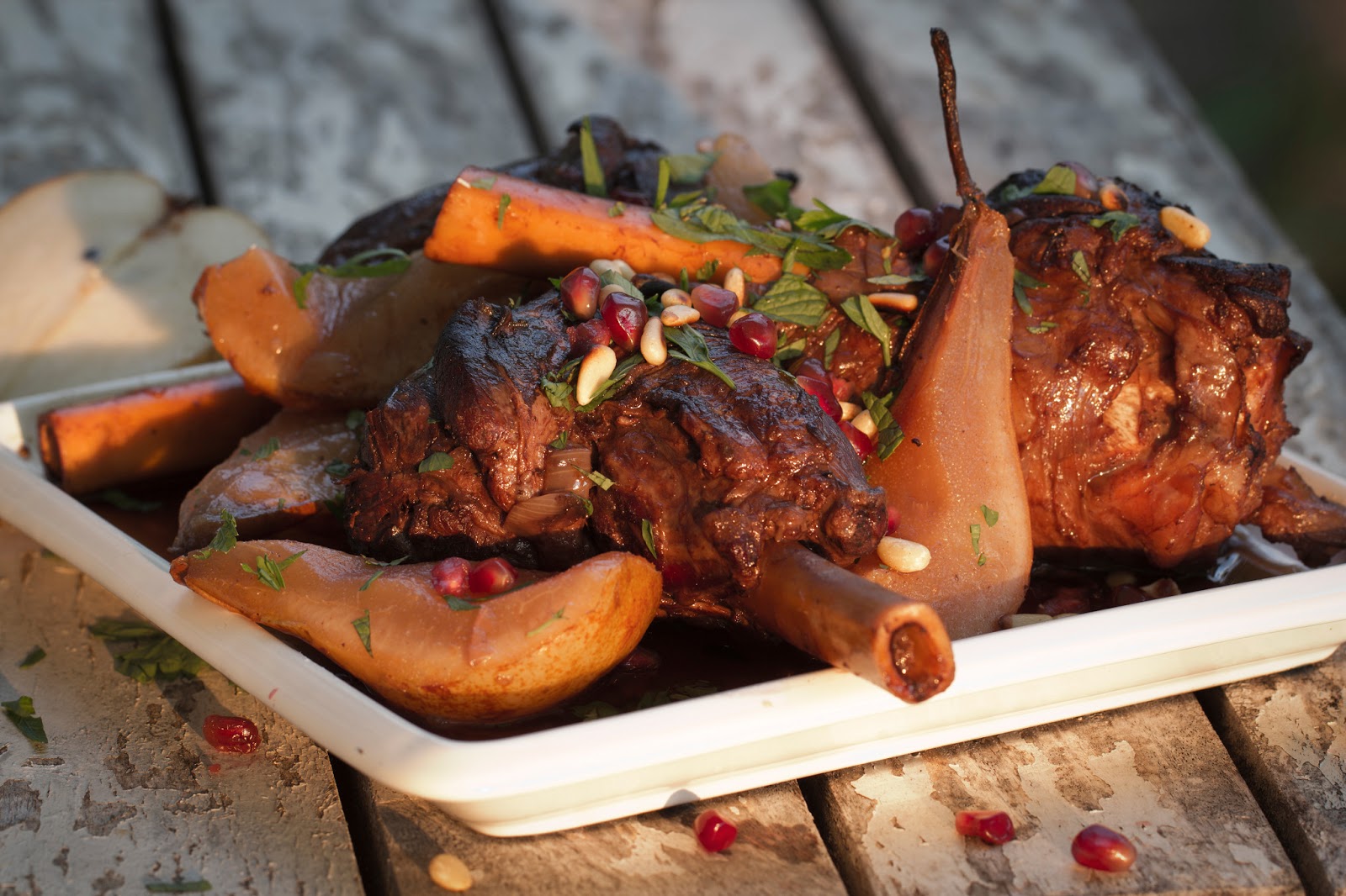 The Food Collective Raving Recipes: Lamb shanks, pear and pomegranate